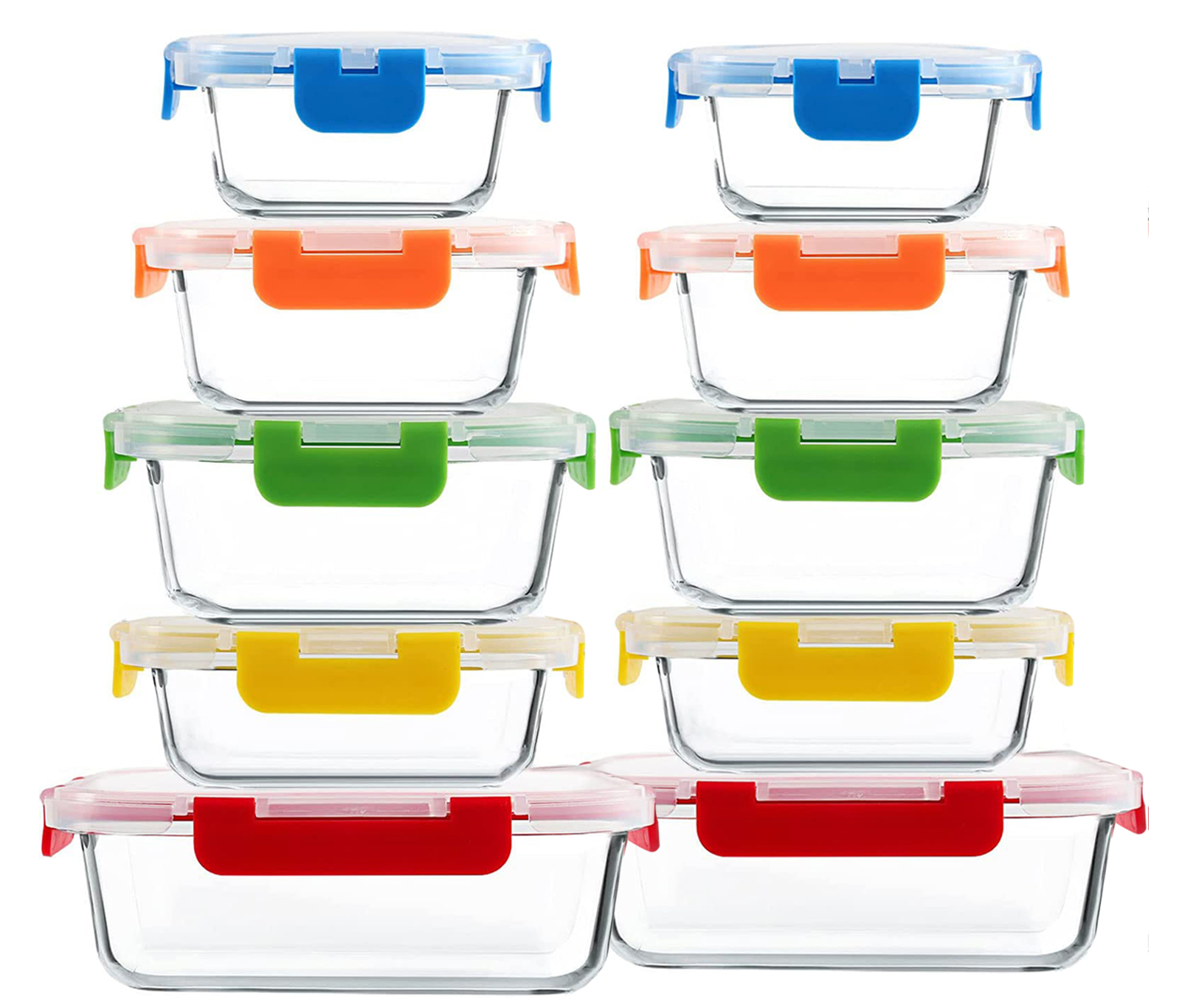 Glass Food Storage Airtight and Leakproof Containers 20pc with Extra ...