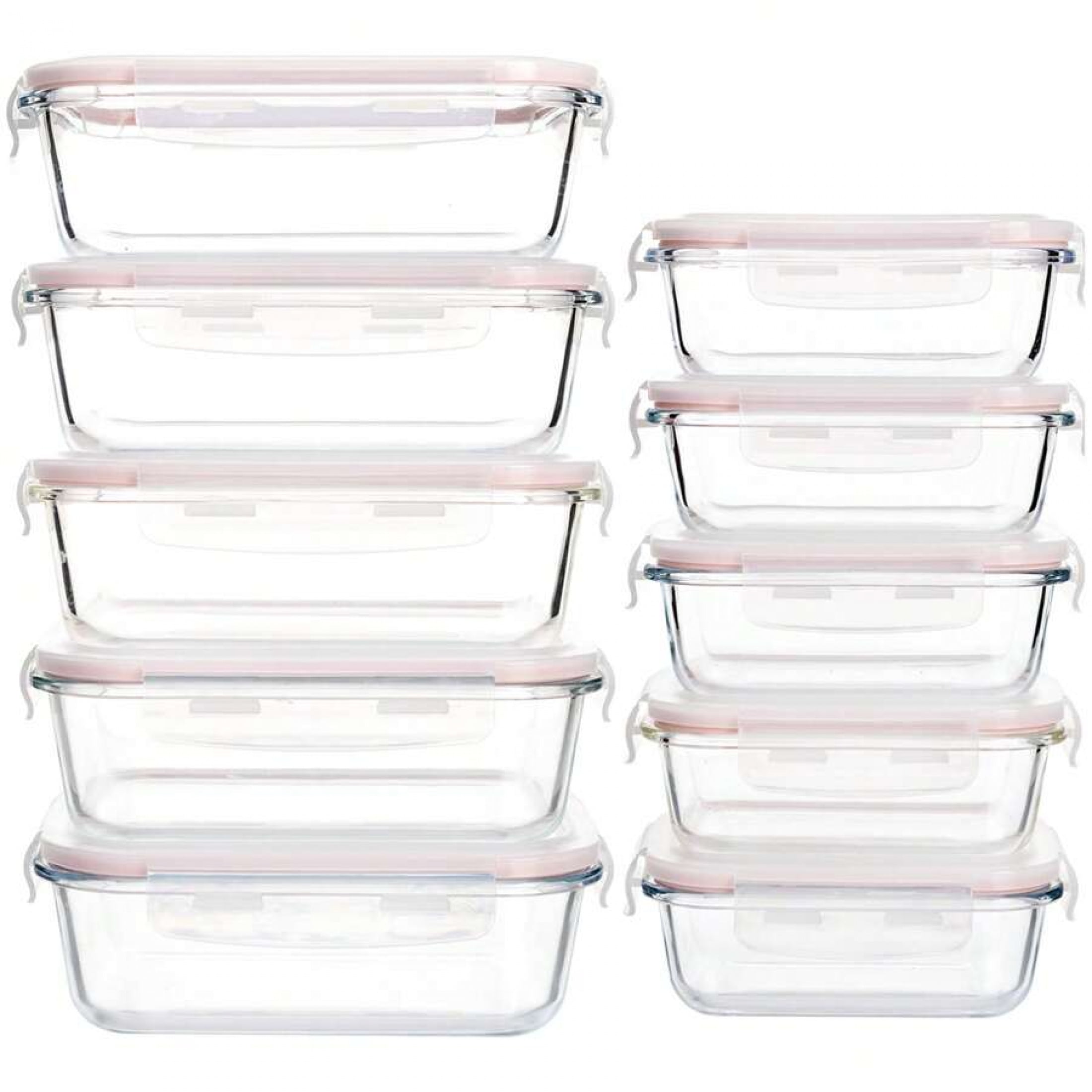 20 Pieces Glass Meal Prep Containers with Steam Vent, 10 Containers + 10 Airtight Lids - Food ...