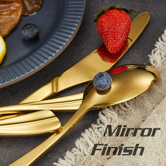 20 Pieces Gold Silverware Set, 18/10 Stainless Steel Flatware Set ...