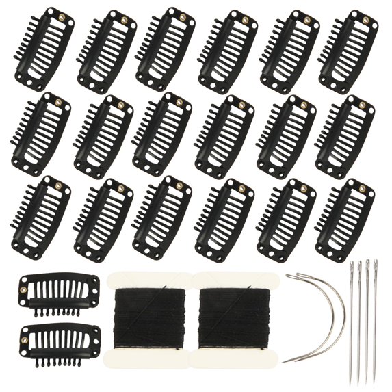 20 Pieces Hair Extension Clips, 9 Teeth Stainless Steel Clips for Wigs ...