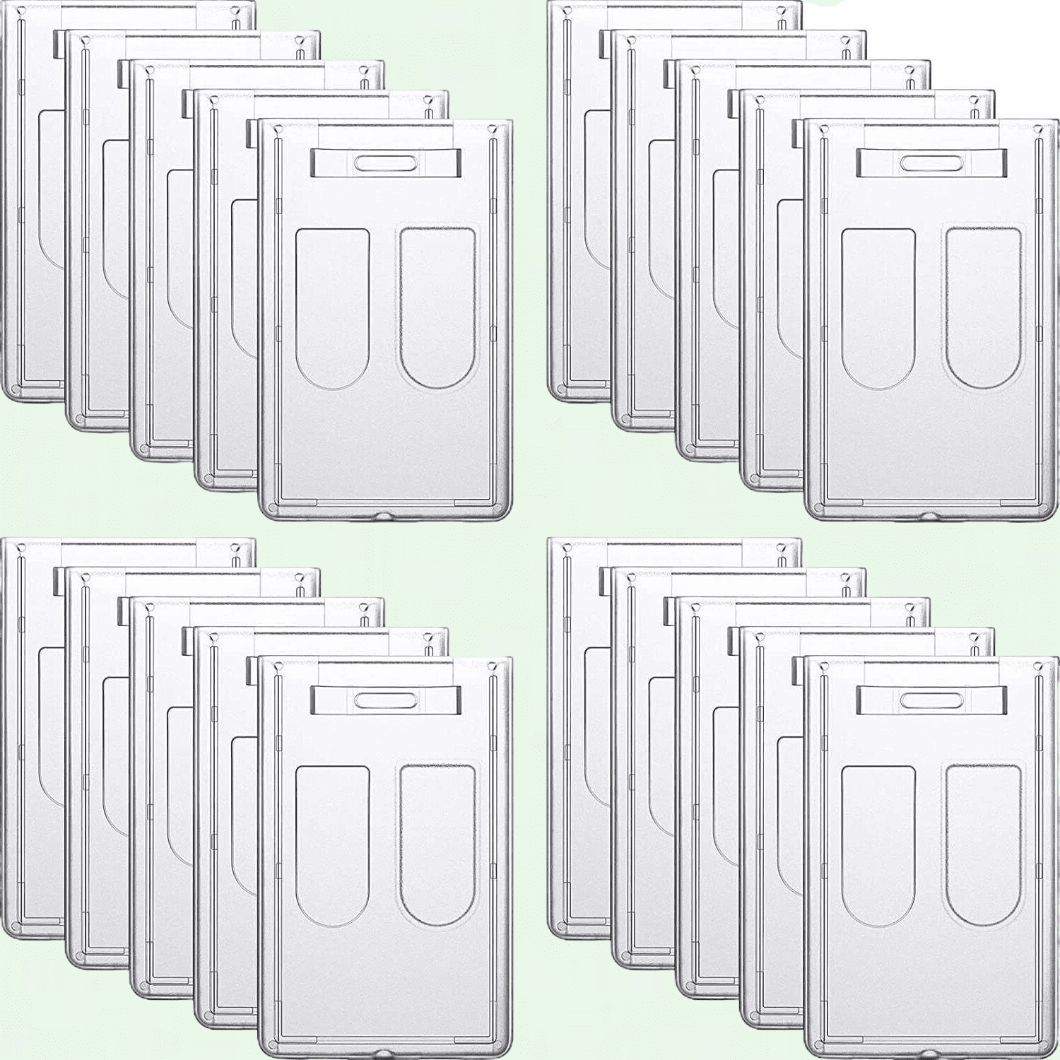20 Pieces Heavy Duty ID Badge Holders, Rigid Vertical Plastic ID Card ...