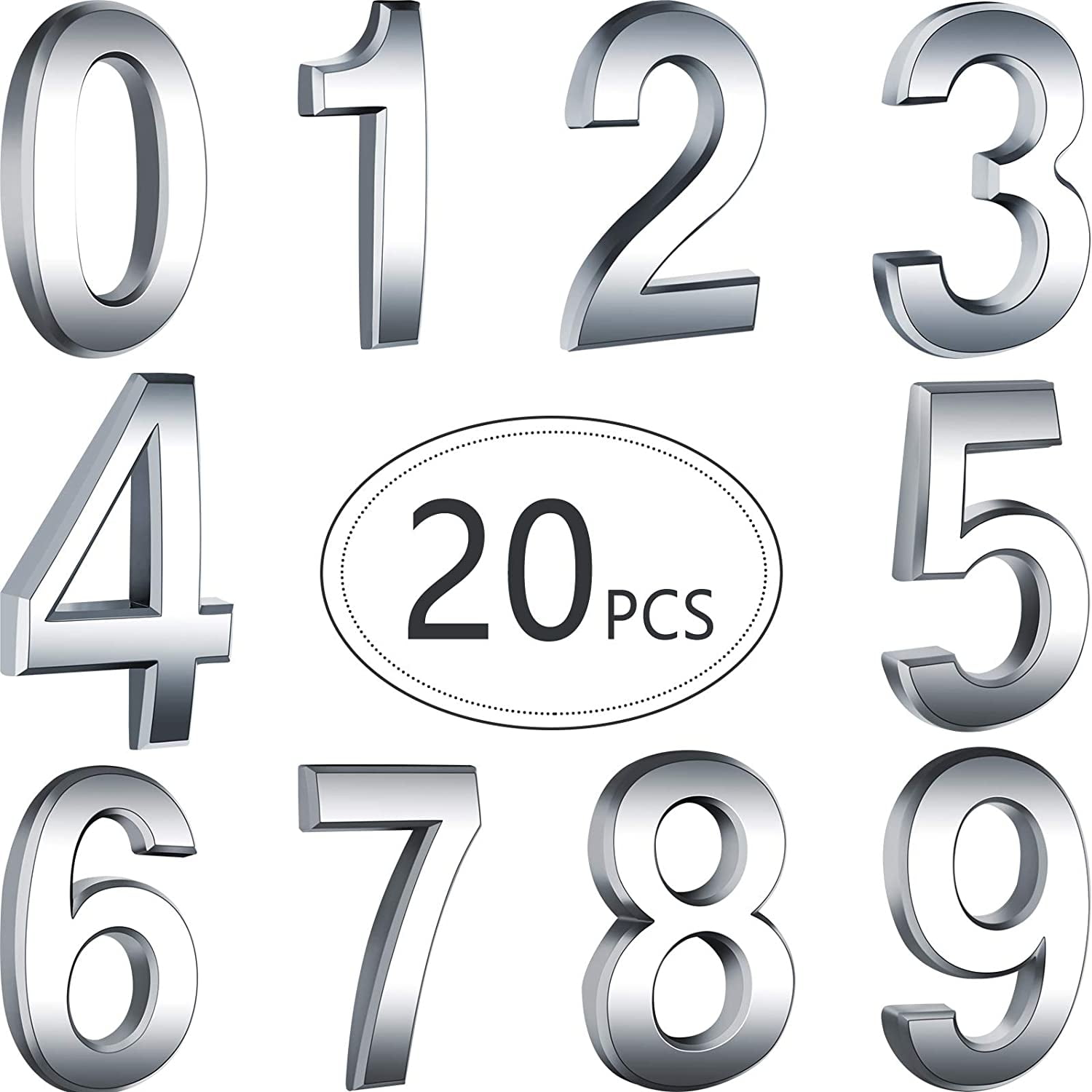 20 Pieces House Numbers Mailbox Numbers 0-9, 3D Door Address Numbers ...