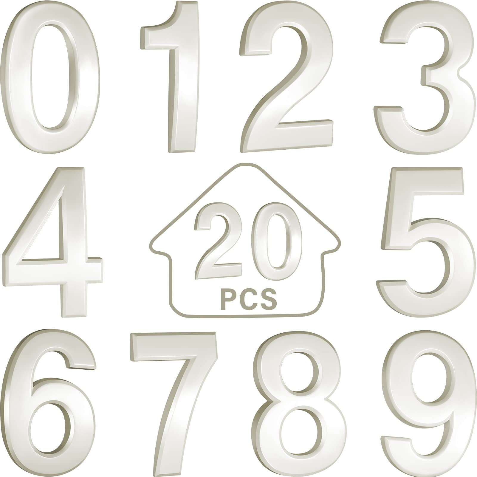 20 Pieces House Numbers Mailbox Numbers 0-9, 3D Door Address Numbers ...