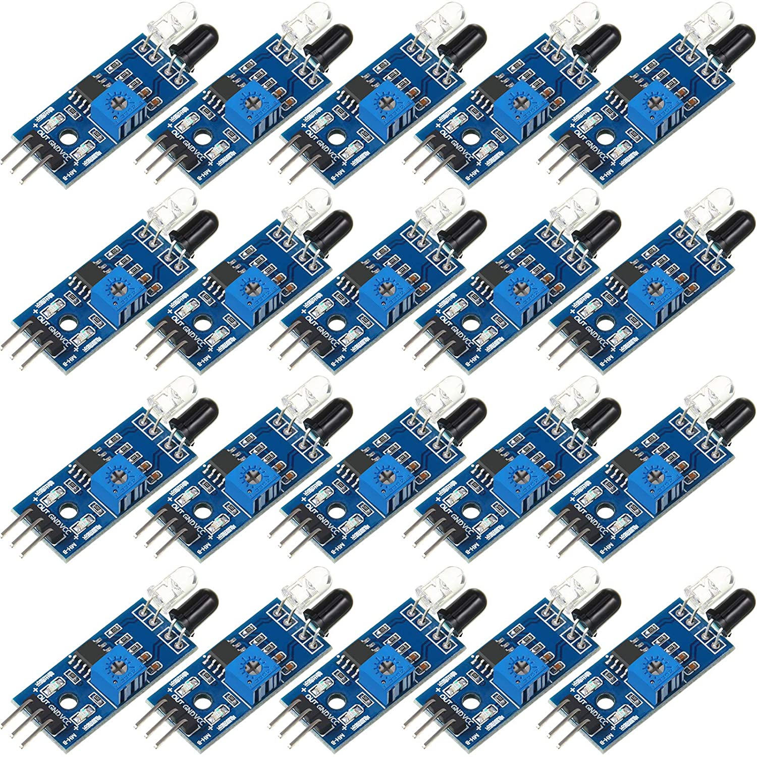 20 Pieces IR Infrared Obstacle Avoidance Sensor Module 3-Wire ...