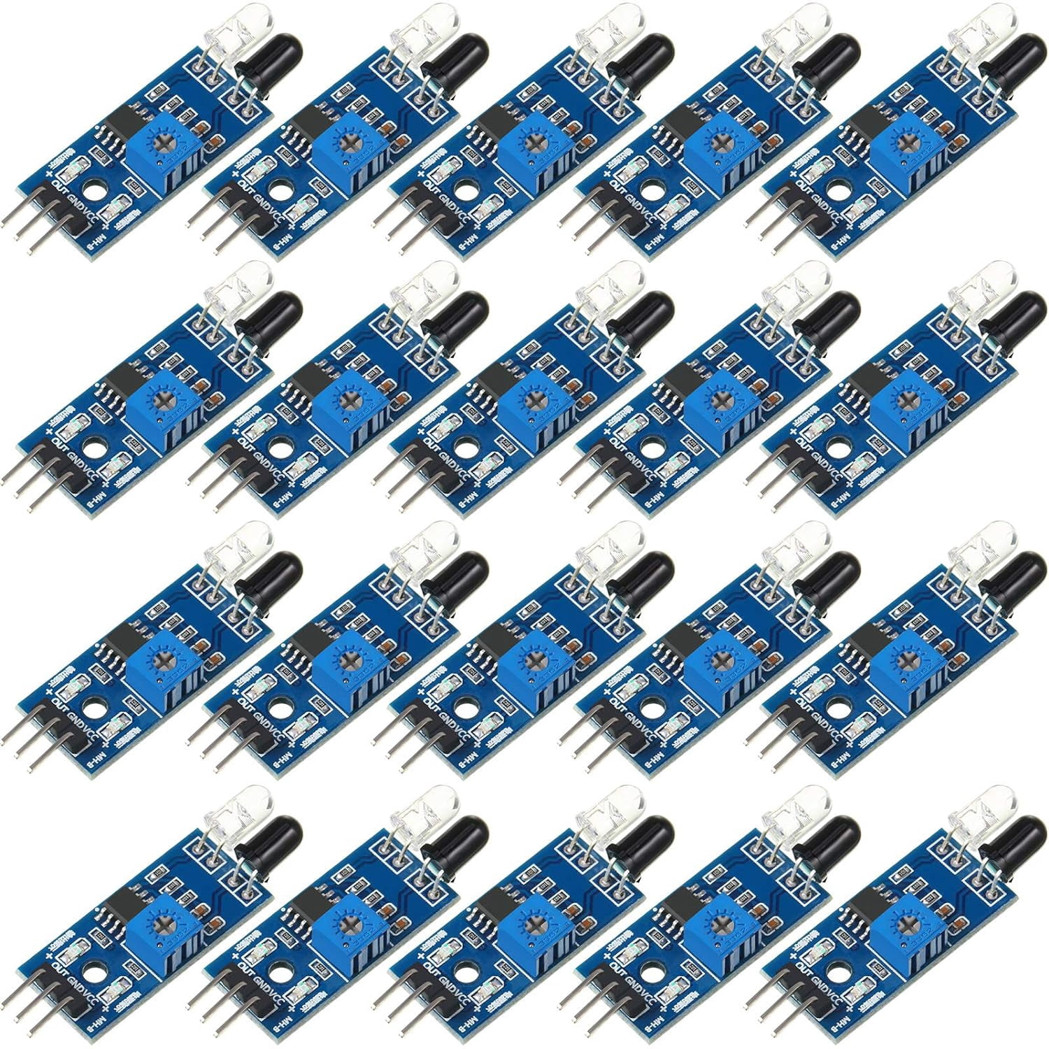 20 Pieces IR Infrared Obstacle Avoidance Sensor Module 3-Wire ...