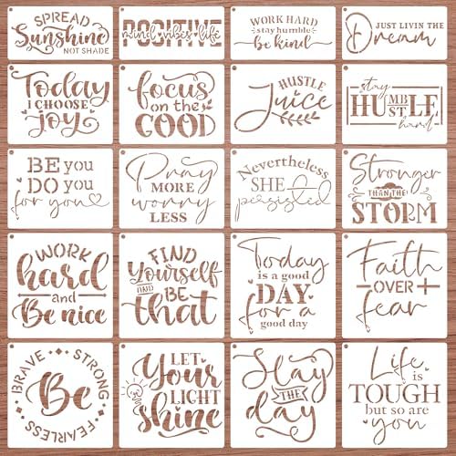 20 Pieces Inspirational Quote Stencils for Crafts,Reusable Motivational ...