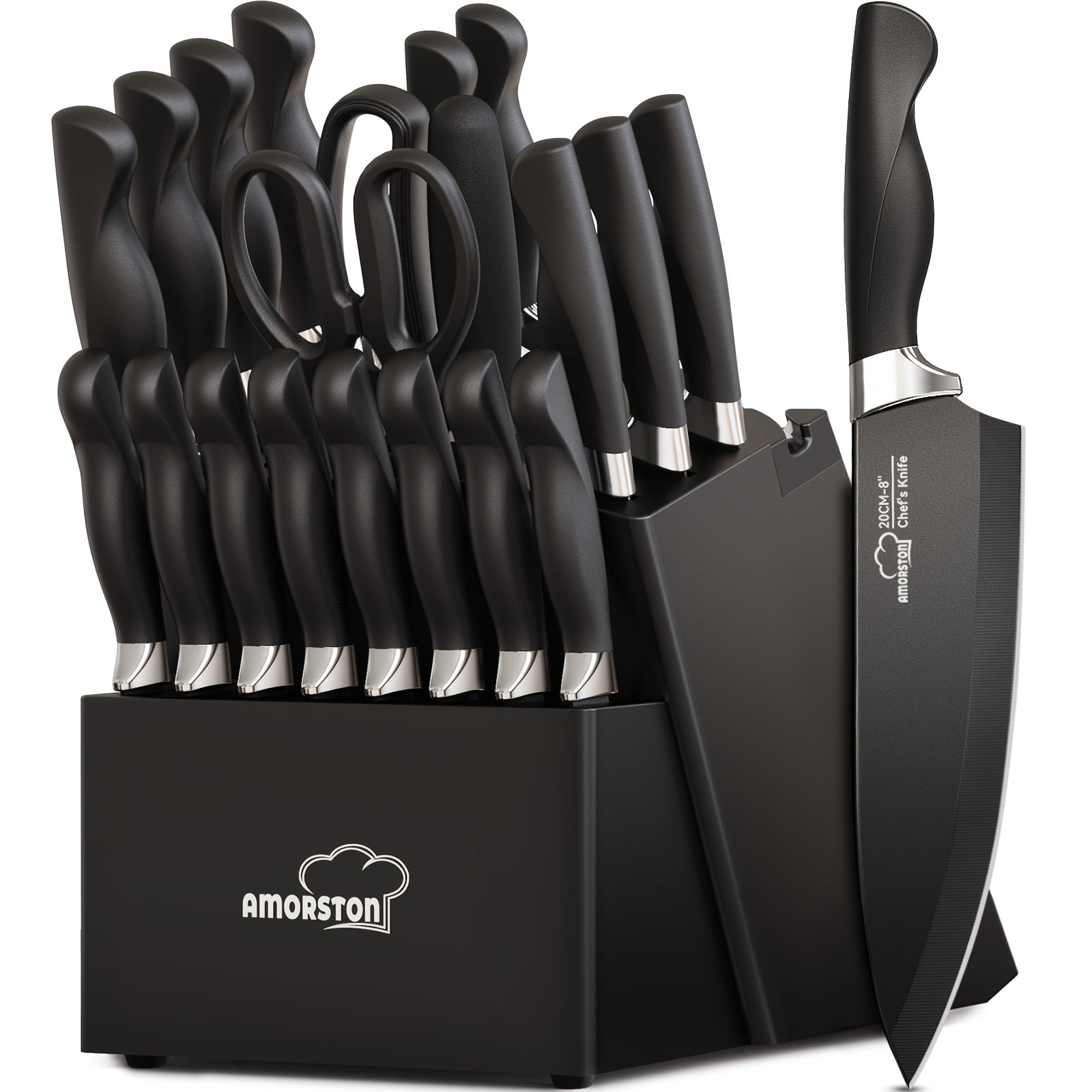 20 Pieces Knife Set With Black Block German Stainless Steel Dishwasher ...
