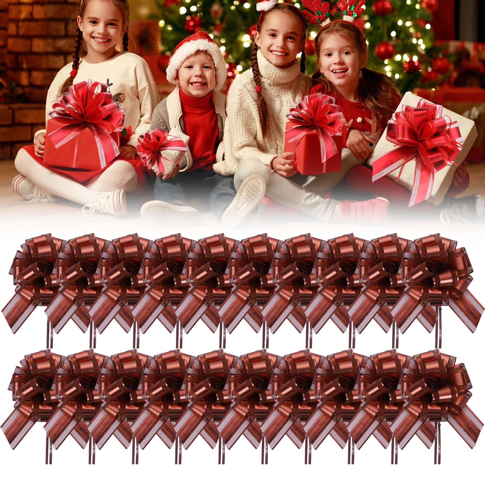 20 Pieces Large Red Pull Bows, Ribbon Bows for Christmas Wrapping ...