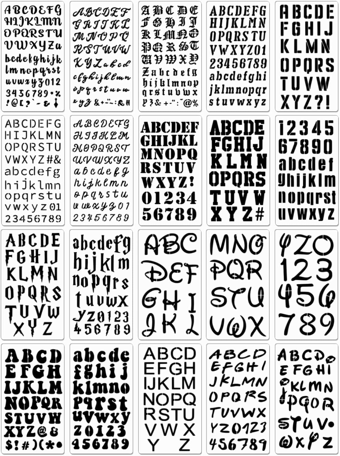 20 Pieces Letter Stencils Reusable Letter Stencils for Painting on Wood ...