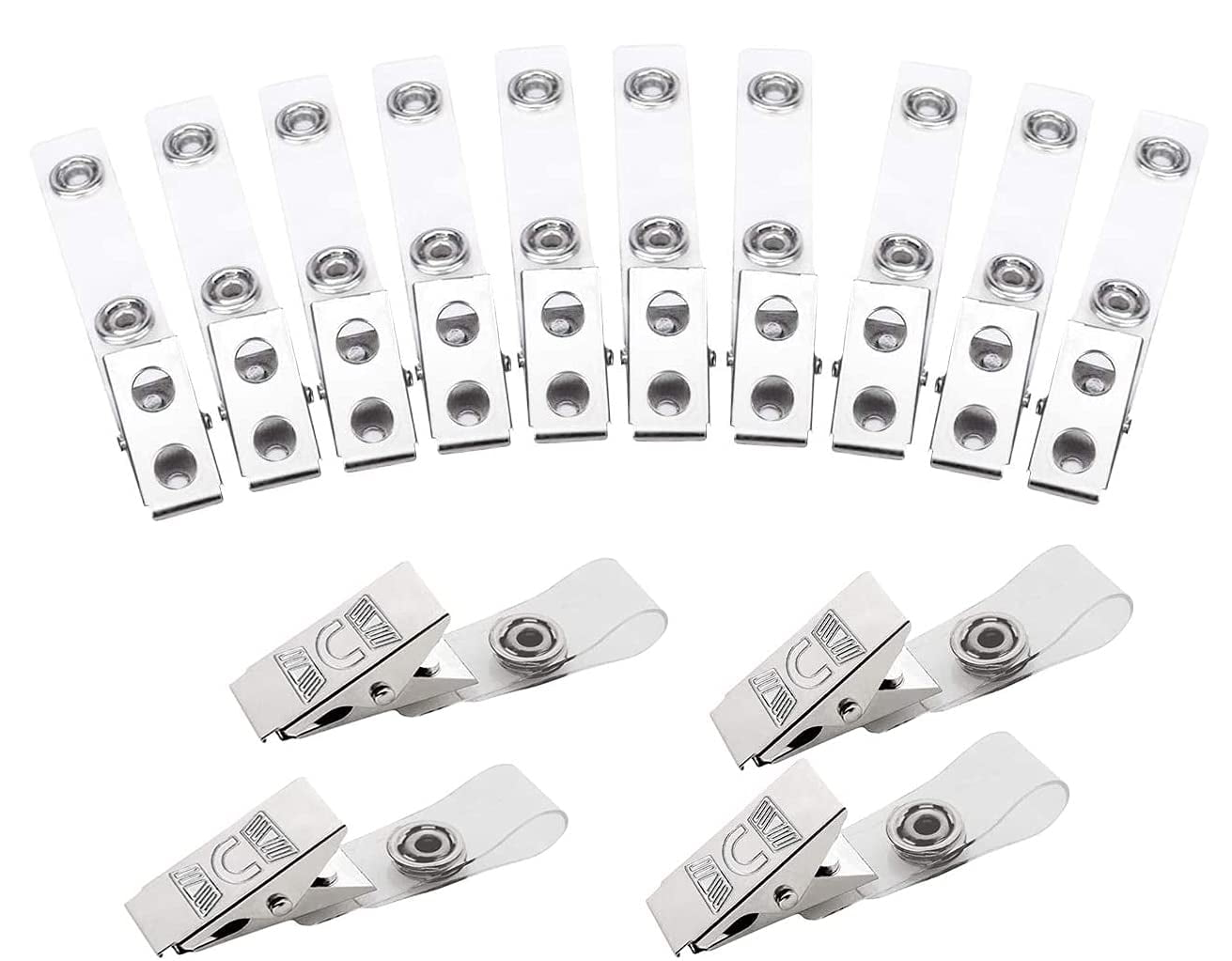 20 Pieces Metal Badge Clips,Metal Badge Clips with Clear PVC Straps for ...