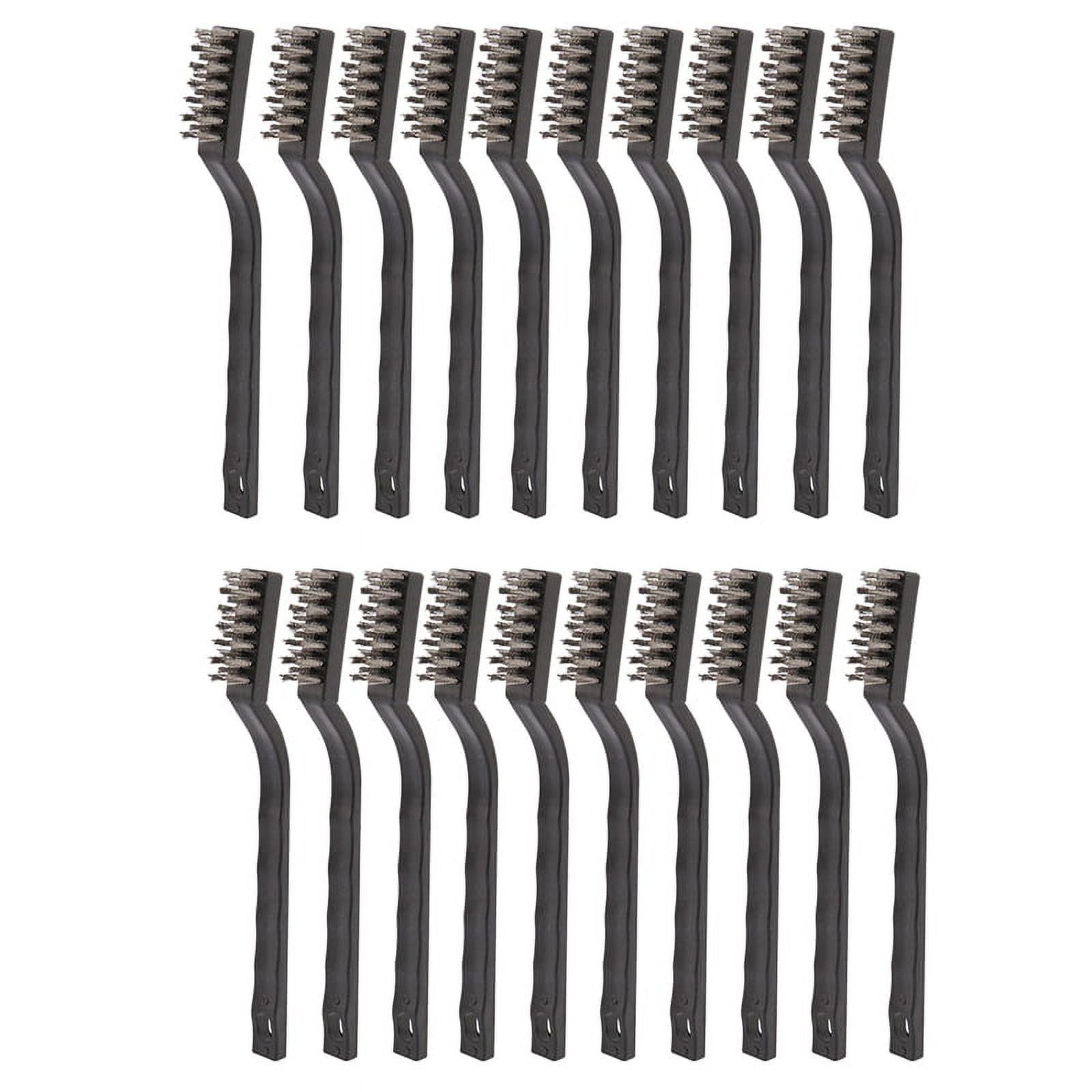 20 Pieces Mini Handle Stainless Steel Wire Bristles Brush Set for ...