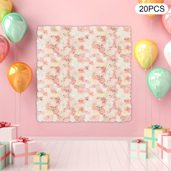 20 Pieces Modern Style Flower Wall Panels, Artificial Floral Backdrop ...