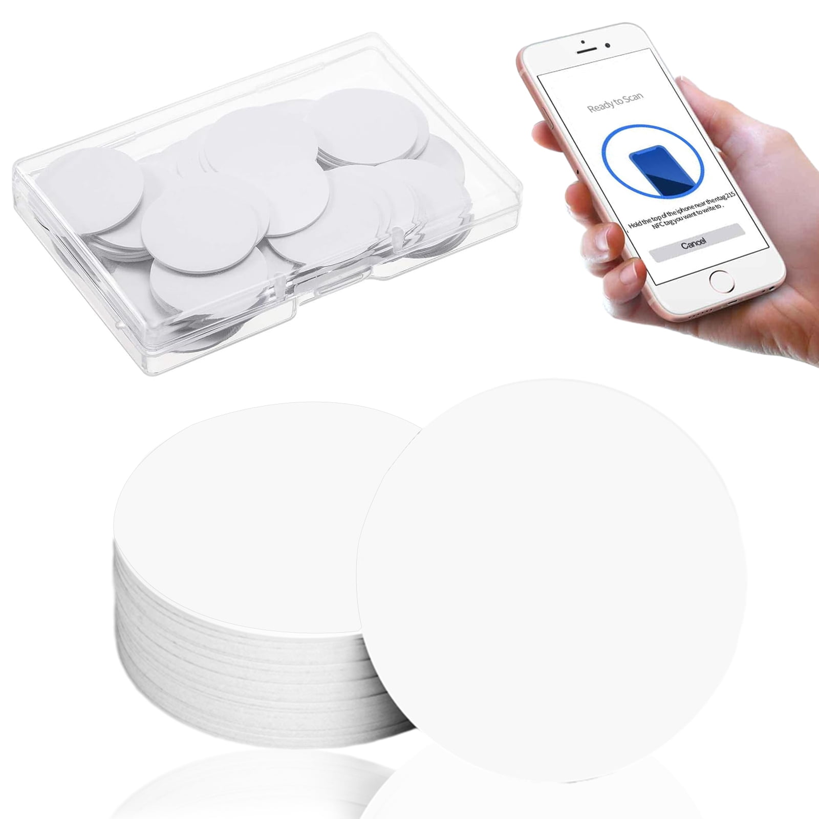 20 Pieces NFC Tags, NFC Tags Blank White Card NFC Stickers Compatible ...