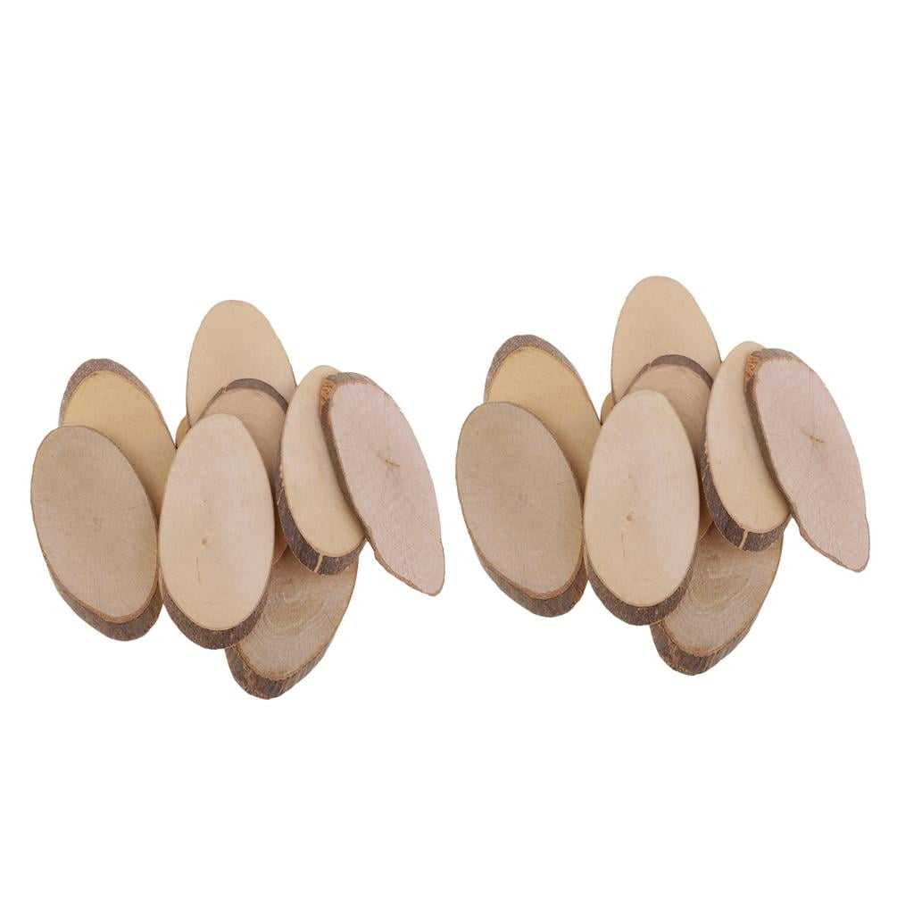 20 Pieces Natural Oval Rustic Wood Slices Tree Log Slice, 8.5 - 9m, For ...