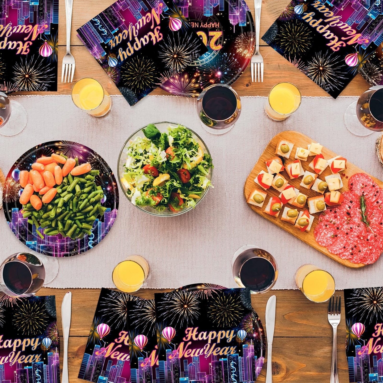 20 Pieces New Year's Eve Disposable Paper Napkins - Black & Gold ...
