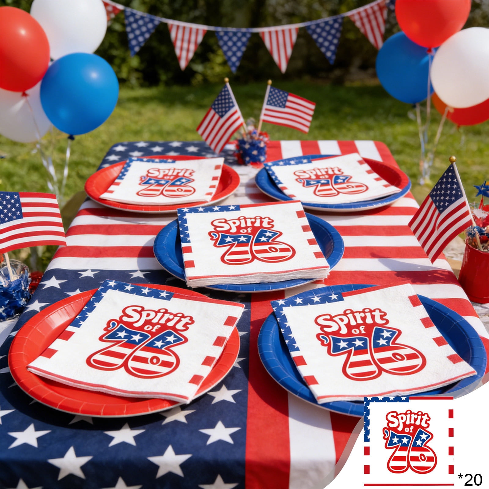 20 Pieces Of A-merican Independence Day Themed Party Napkins And US N ...