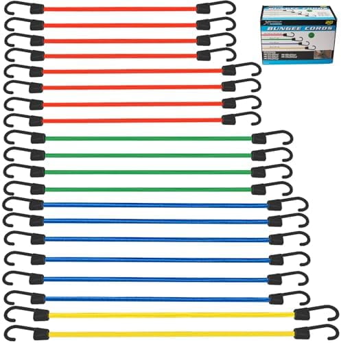 20 Pieces Premium Bungee Cords Assortment - Includes 20”, 24”, 30”, 35 ...