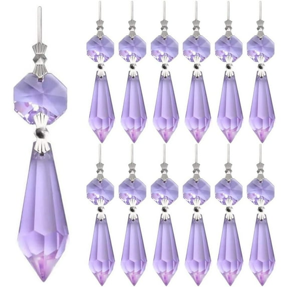 20 Pieces Purple,Chandelier Icicle Crystal U-Drop Prisms Lamp Parts ...