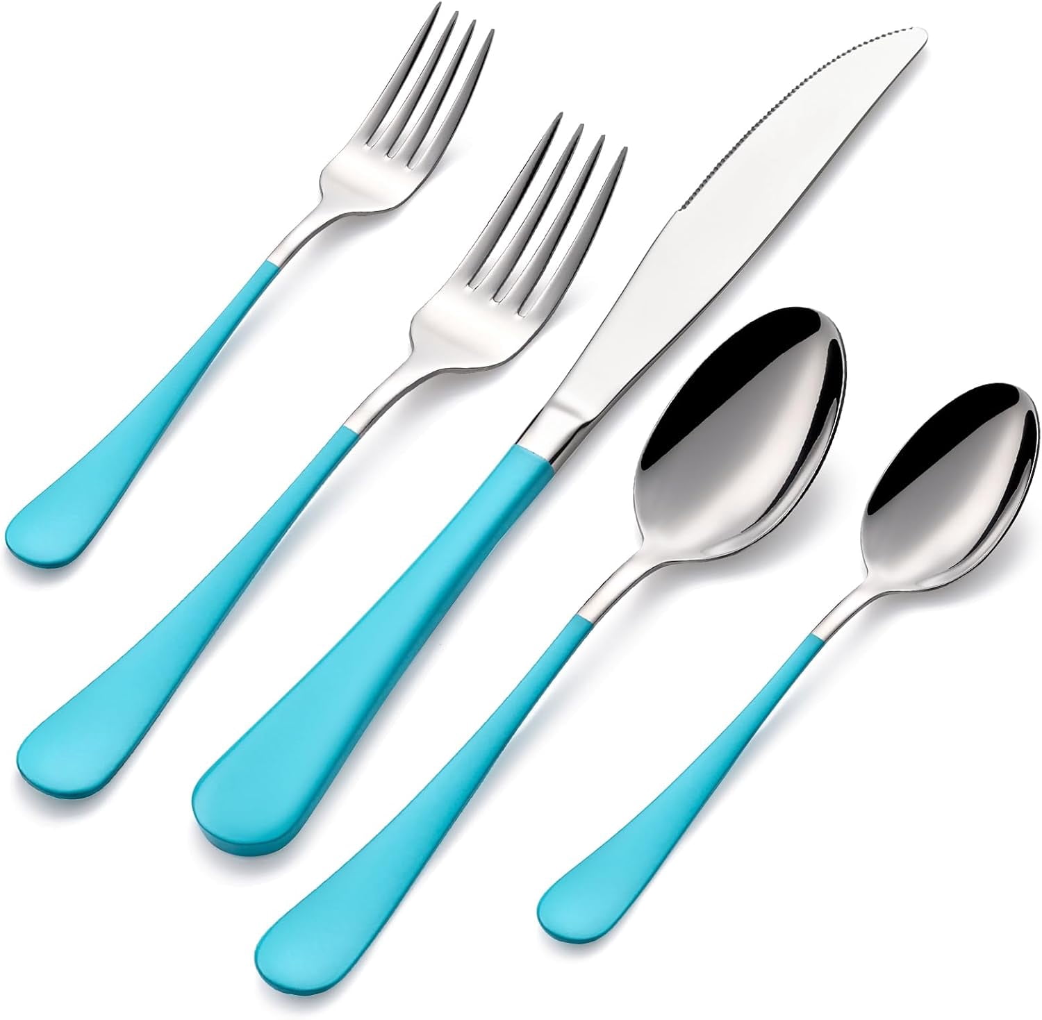 20-Pieces Rose Silverware Sets for 4,Black Handle Stainless Steel ...