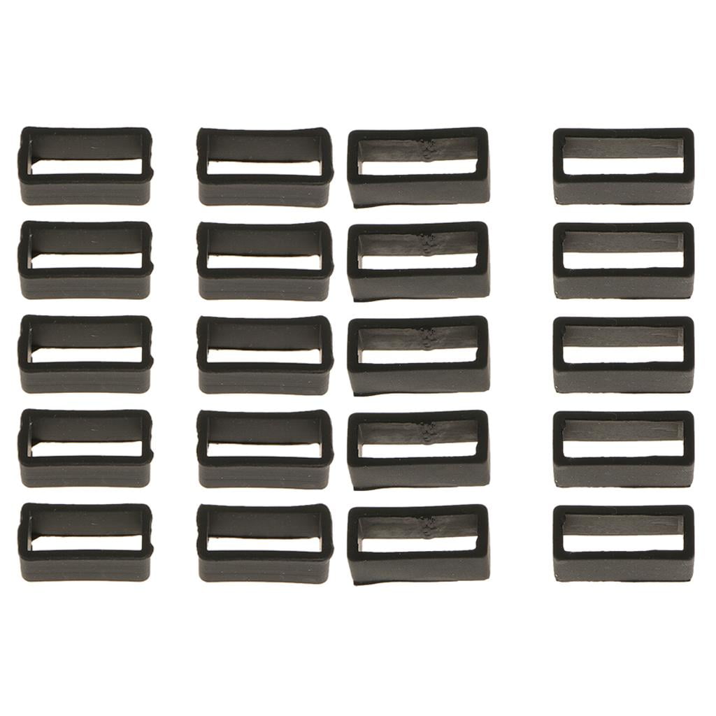 20 Pieces Rubber Replacement Keeper Loops Strap End Holder Black ...