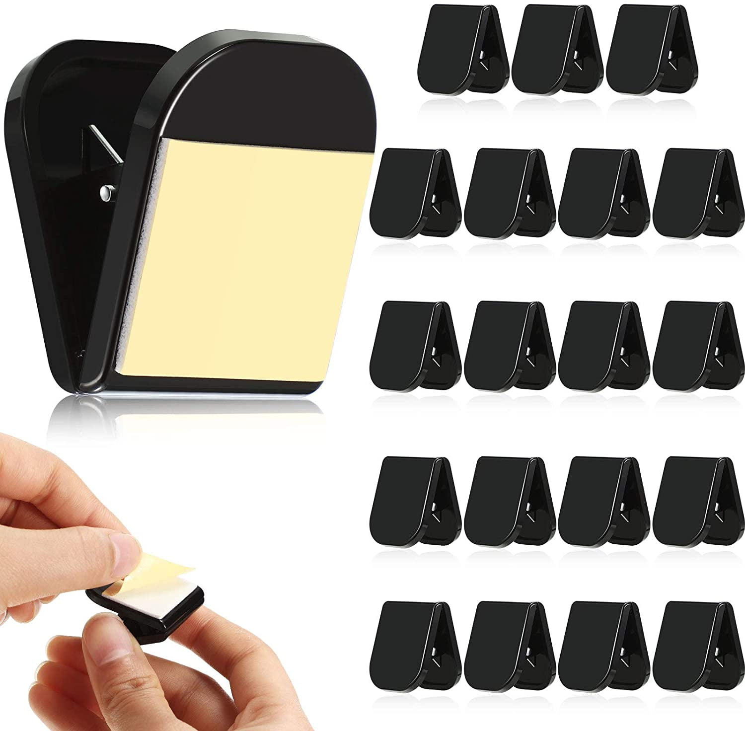 20 Pieces Self Adhesive Clips Plastic Clips for Hanging Sticky Wall ...