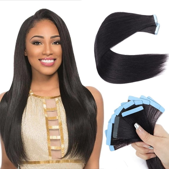 20 Pieces Tape-In Hair Extensions - 2.5g Curly PU Real Hair, Natural ...