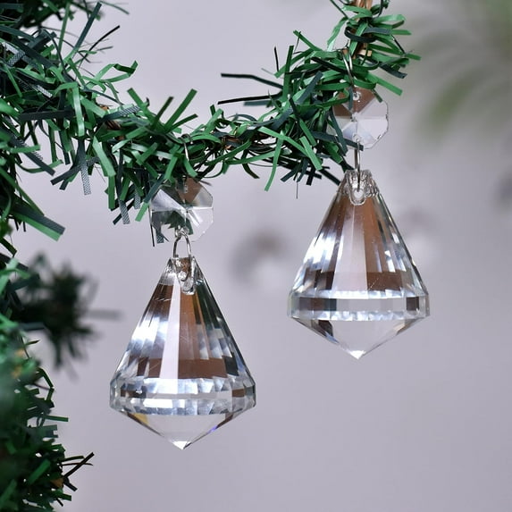 20 Pieces Teardrop Christmas Ornaments Diamond Clear X mas Tree Décor ...