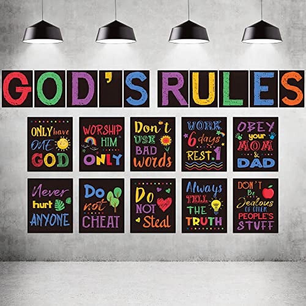 20 Pieces Ten Commandments Poster for Kids Christian Bible Verse Poster ...