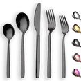 ReaNea 20-Piece Titanium Black Plated Stainless Steel Silverware Set ...