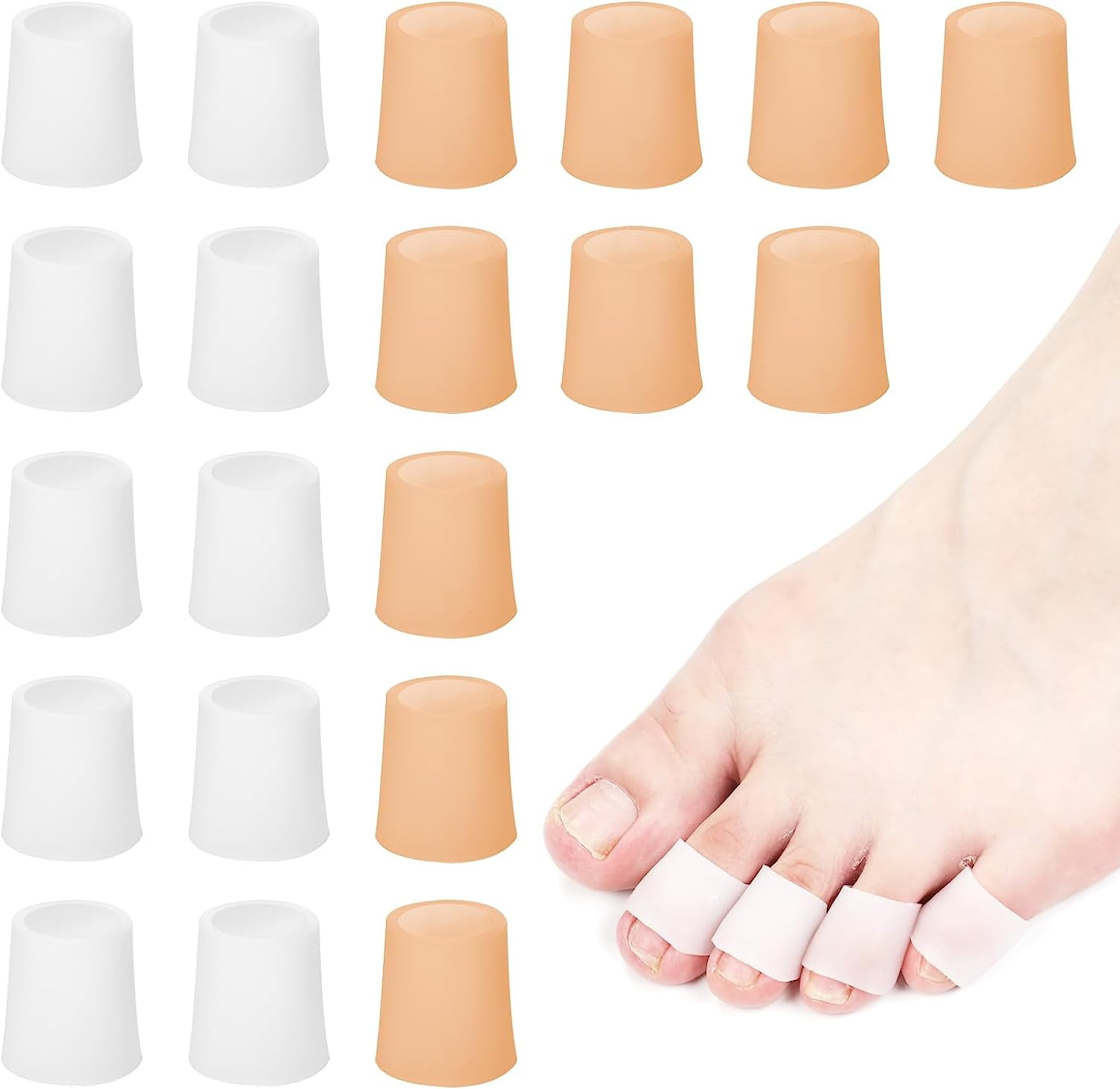 20 Pieces Toe Sleeves, Gel Toe Protectors Toe Tube Pads Breathable Toe ...