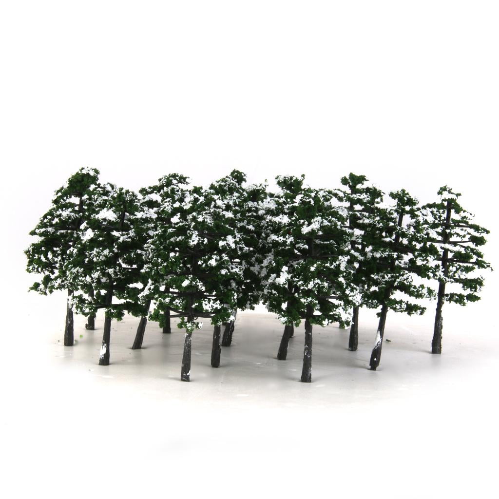 20 Pieces Tree Model Train RR Park Street Winter Snow Landscape Plan OO ...