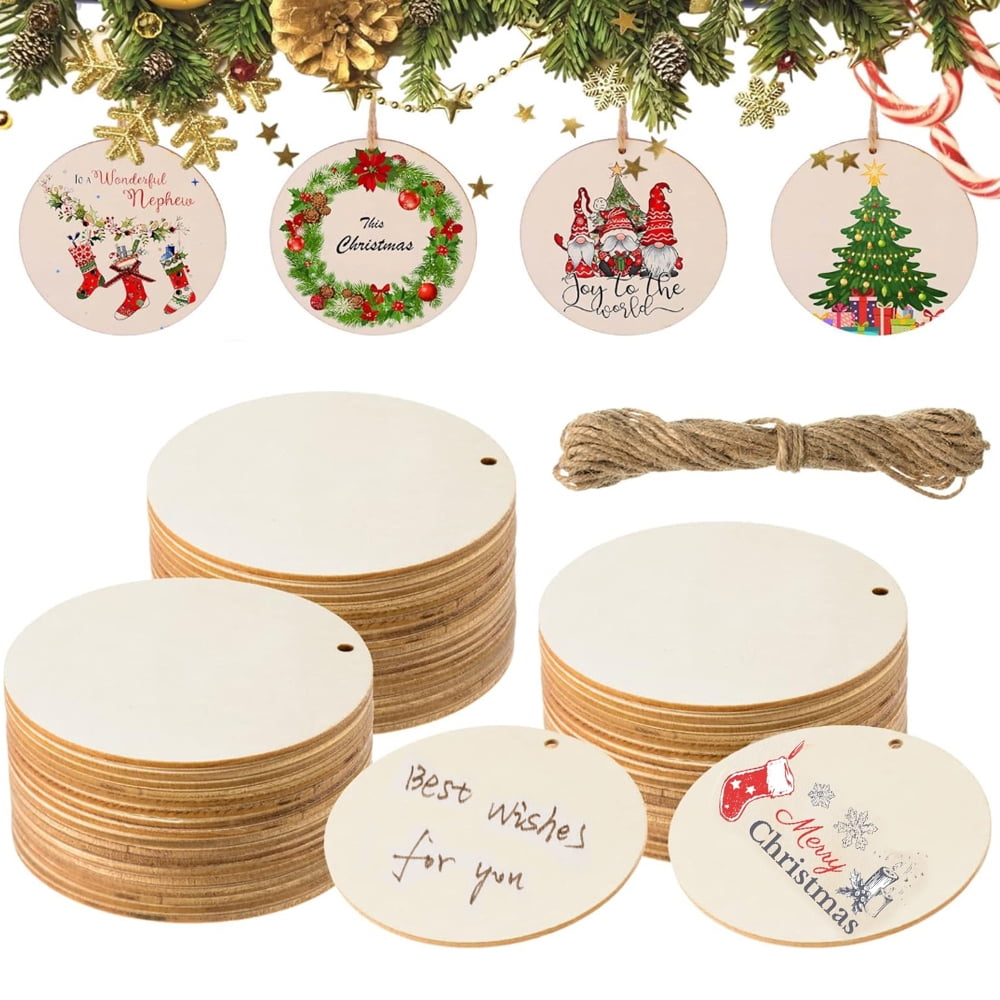 20 Pieces Unfinished Wooden Circles with Holes, 3 Inch Round Wooden ...