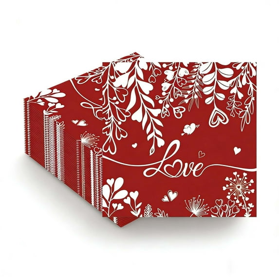 20 Pieces Valentines Day Red Paper Napkins Ply Disposable Lunch ...