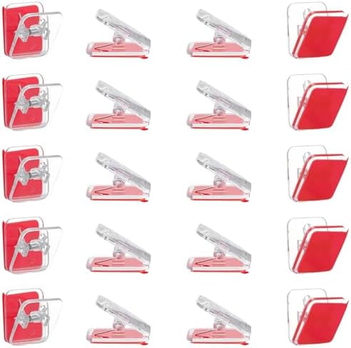 20 Pieces Wall Clips with Adhesive, Double-Sided Sticky Clips for Wall ...