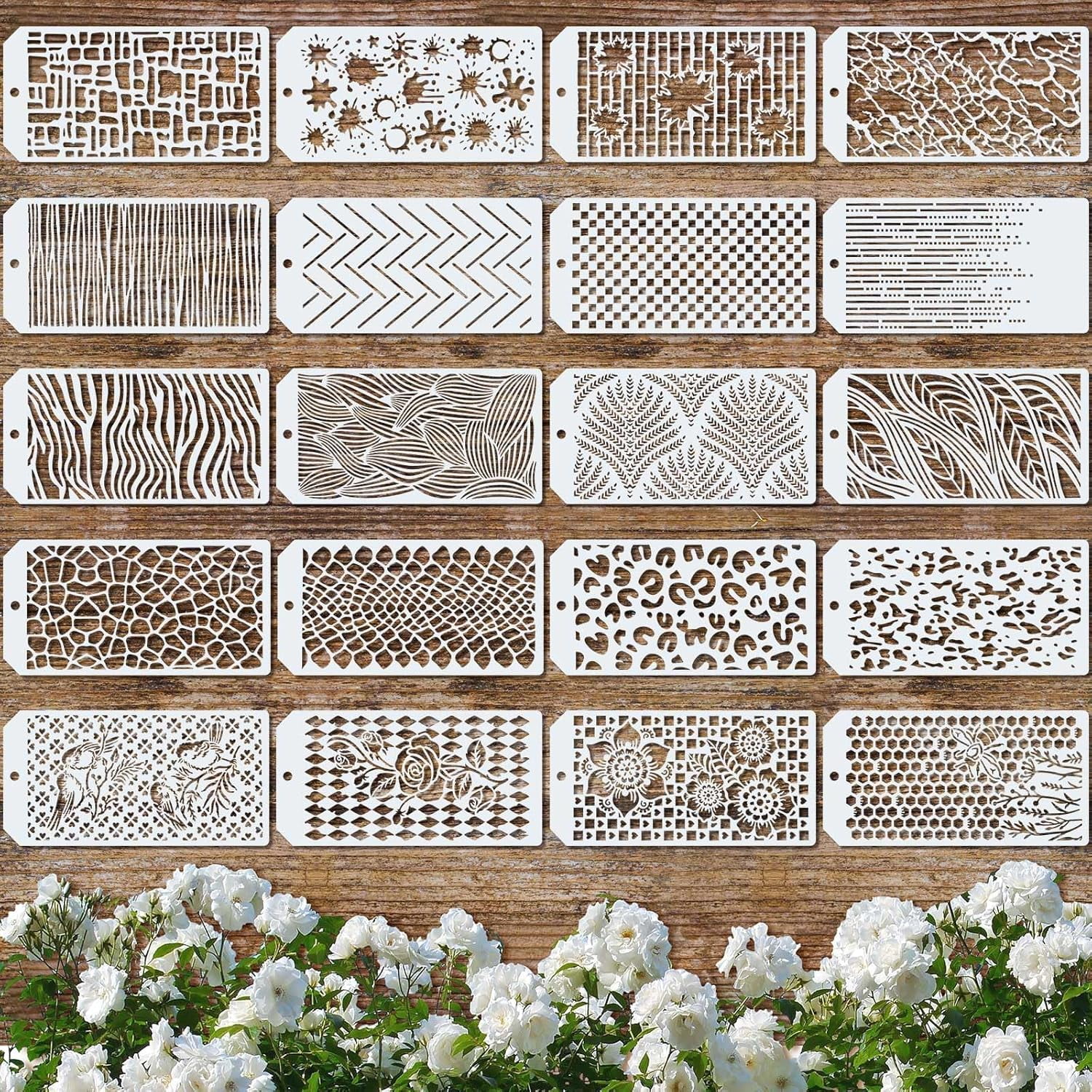 20 Pieces Wildflower Stencils for Painting Template Flower Wall ...
