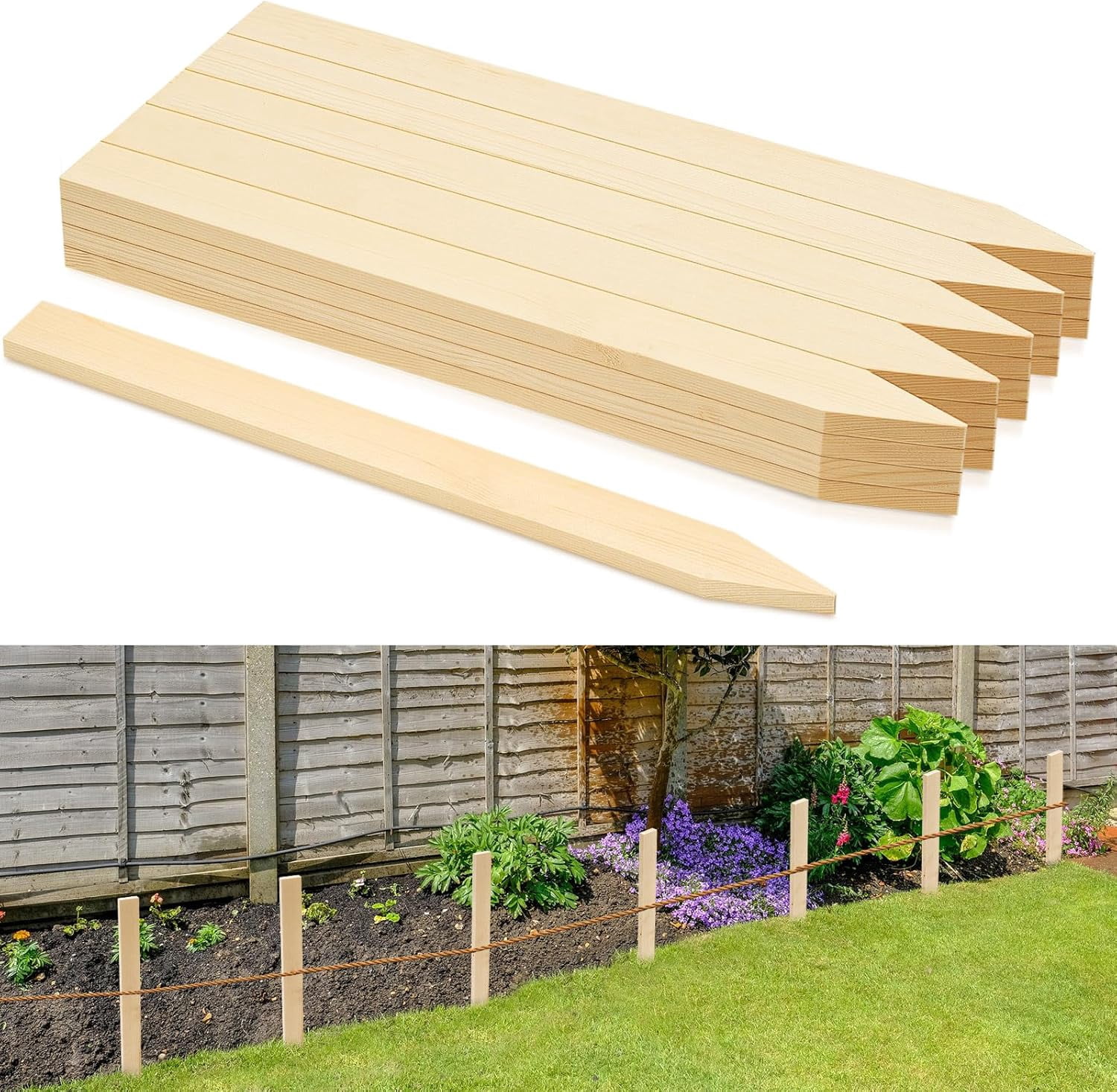 20 Pieces Wooden Garden Stakes 18 Inch Grade and Survey Stakes Wooden ...