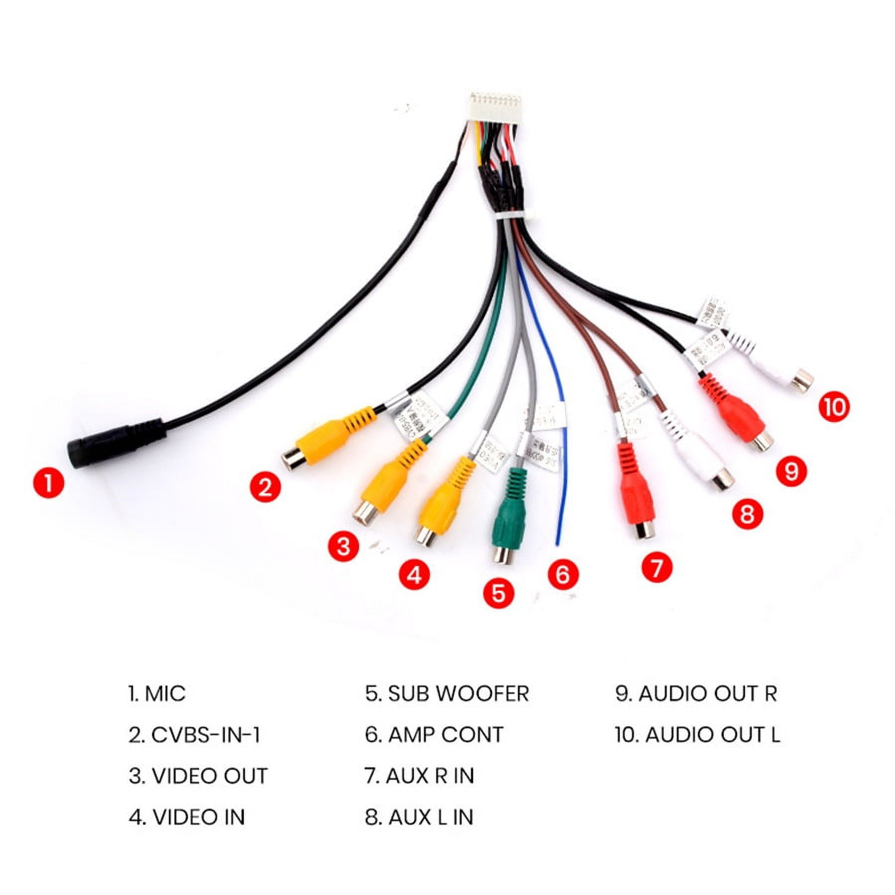 20 Pin Car Stereo Radio Audio RCA Output Wiring AUX IN Adapter Cable ...