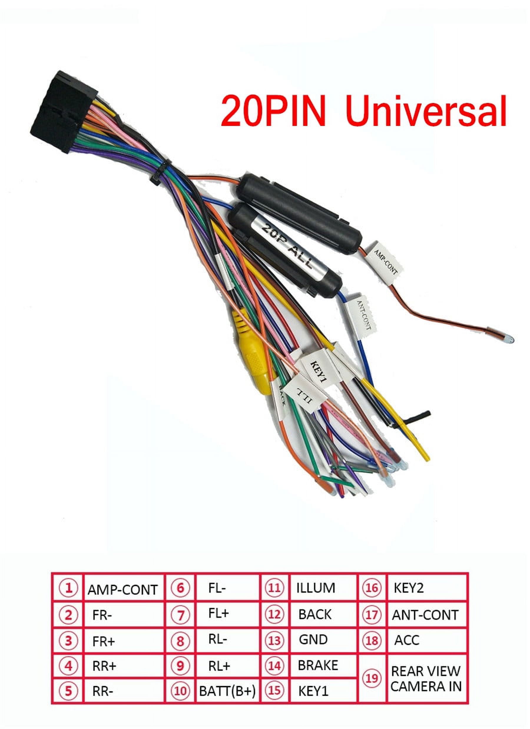 20 Pin Wire Harness Plug For 1 or 2 DIN Android Stereo Radio Power ...