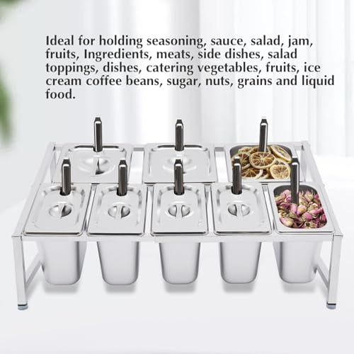 20"Pizza Topping Station with 8 Pans& Lids, Stainless Steel Food Pans ...