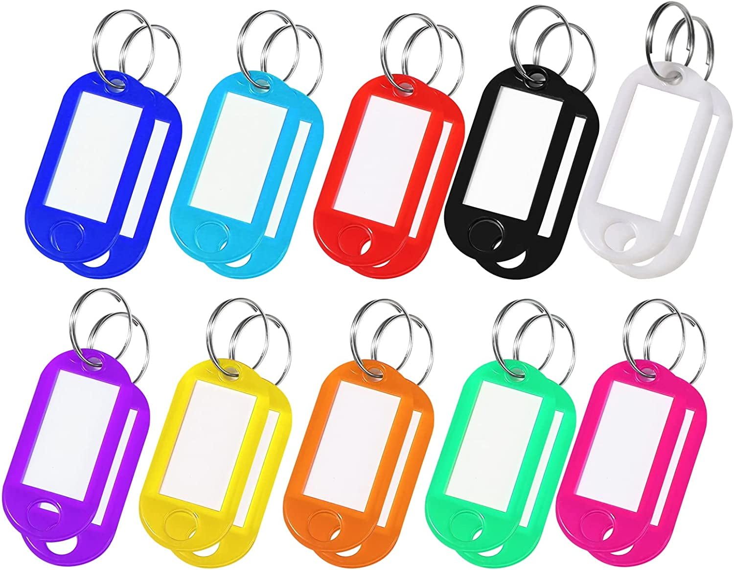 20 Plastic Key Tags 10 Colours, Writable Labels for House Keys, Luggage ...