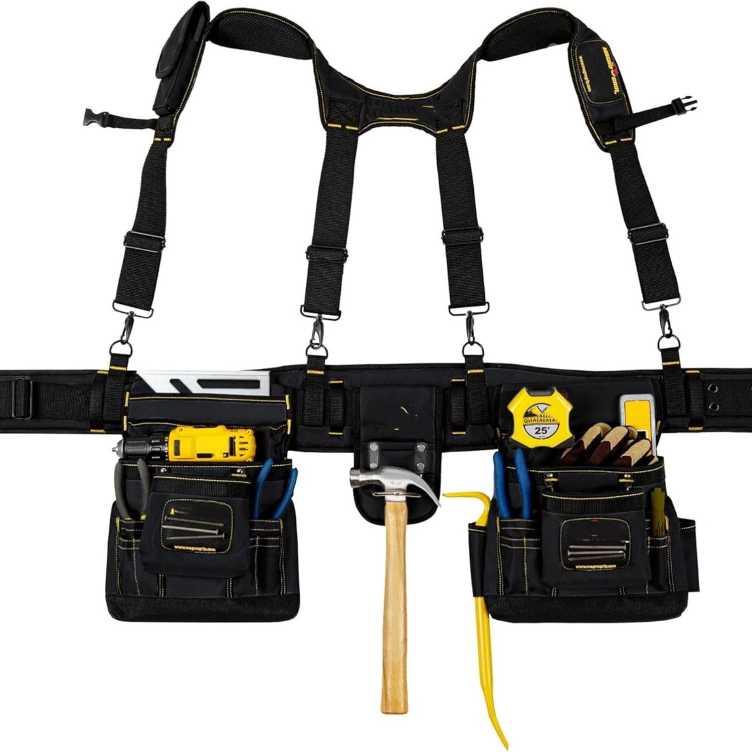 20-Pocket Builder’s Tool Rig with Magnetic Storage—Heavy-Duty 1680D ...