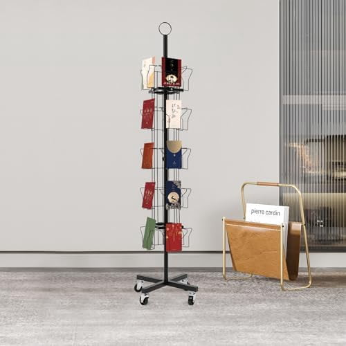 20 Pockets Countertop Rotating Greeting Card Rack 5 Tier Metal Display ...
