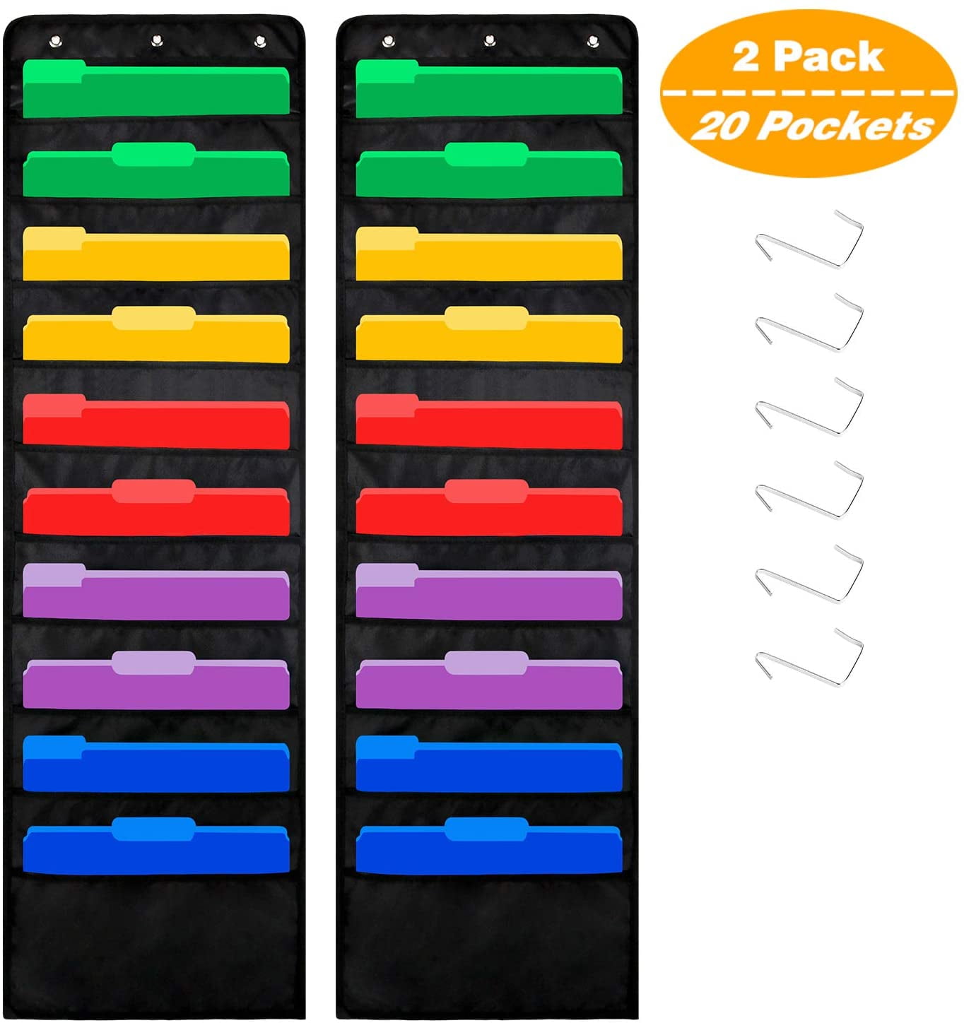 20 Pockets Premium Hanging File Folders Organizer/Wall Mount Storage ...