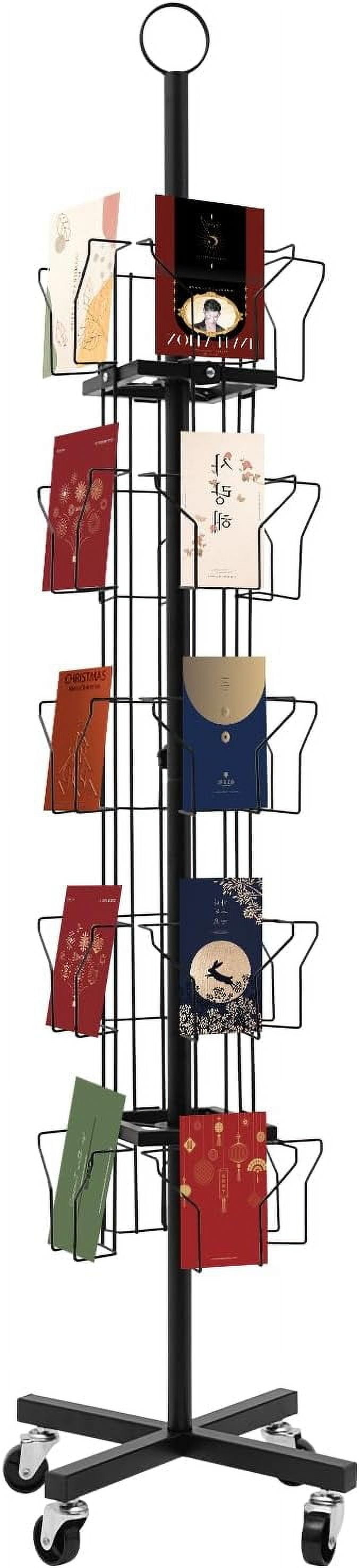 20 Pockets Rotating Greeting Card Rack, 4 Tier Metal Rotating Card ...