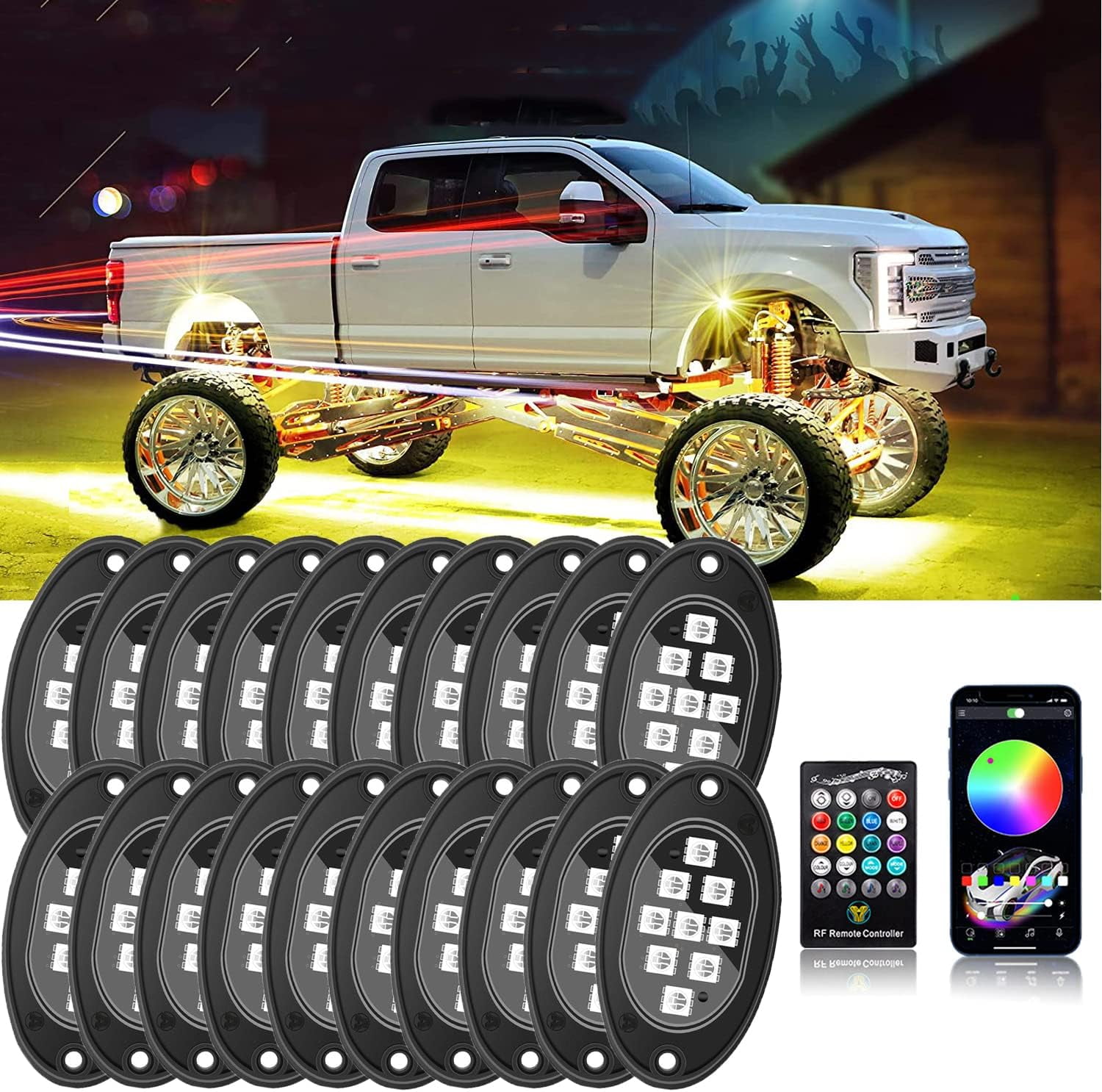 20 Pods Led Rock Lights for Trucks, RGB LED High Brightness ...