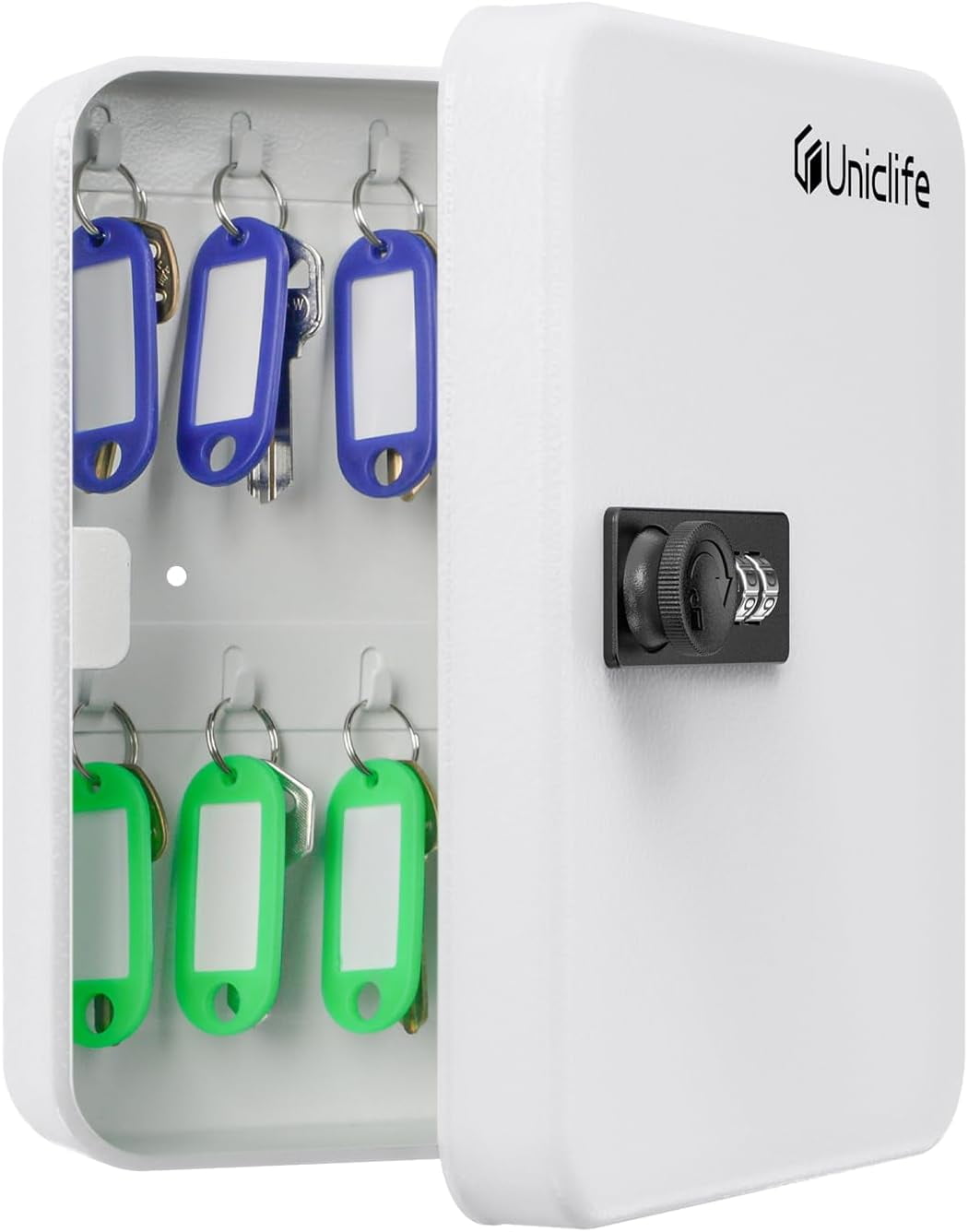 20 Position Key Cabinet with Combination Lock Resettable White Digital Security Storage Box ...