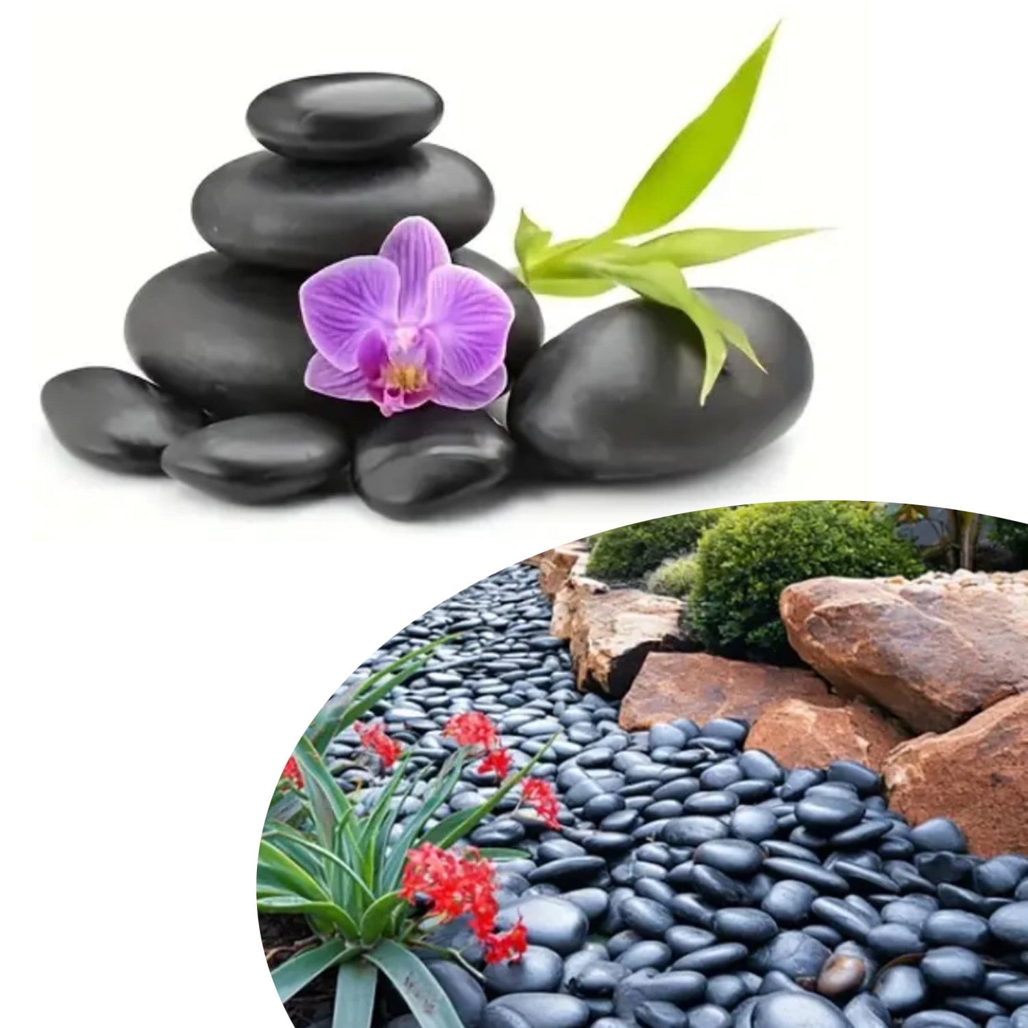 20 Pounds Black Natural Decorative River Pebbles – 1-2 Inch Black ...