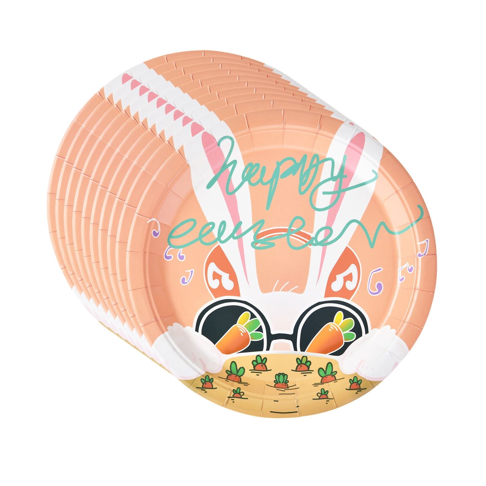 20 Ppcs Happy Easter Paper Plates 9'' Easter Decor Eggs Bunny Party ...