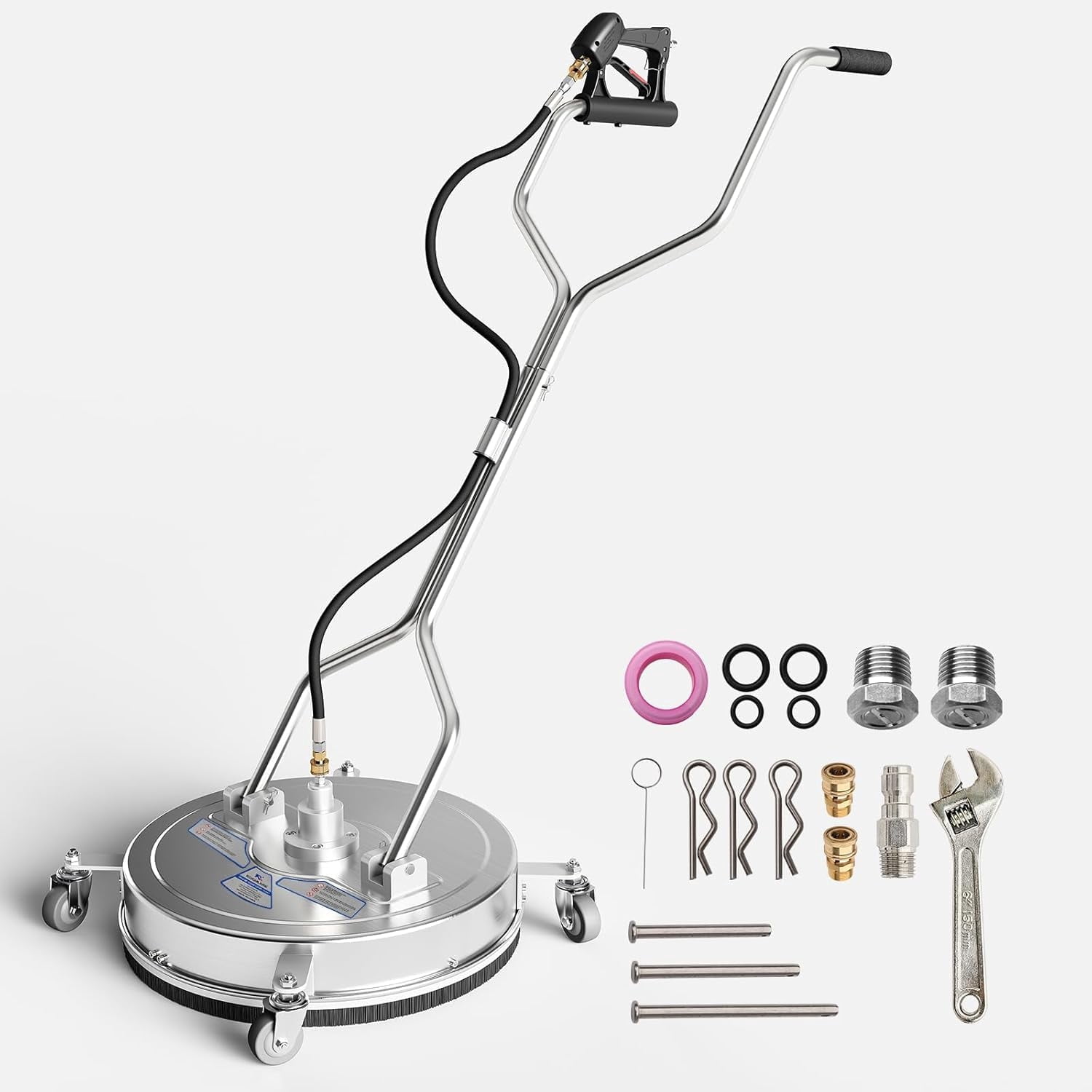20" Pressure Washer Surface Cleaner with 4 Wheels,Dual Handle,Stainless ...