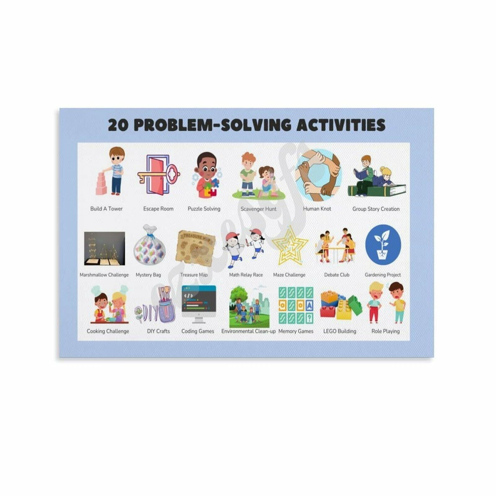 20 Problem-Solving Activities for Kids Poster Classroom Educational ...